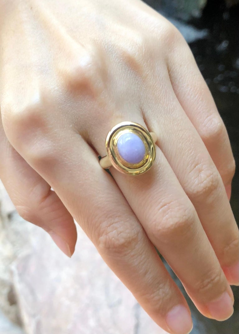 Lavender Jade Ring Set in 18 Karat Gold Settings For Sale at 1stDibs