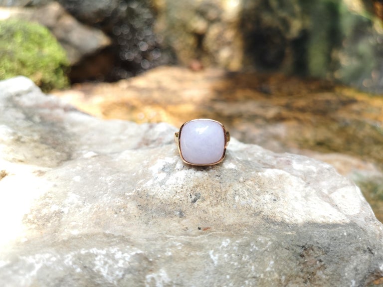 Lavender Jade Ring Set in 18 Karat Rose Gold Settings For Sale at 1stDibs