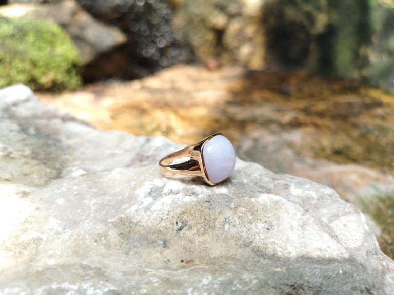 Lavender Jade Ring Set in 18 Karat Rose Gold Settings For Sale at 1stDibs