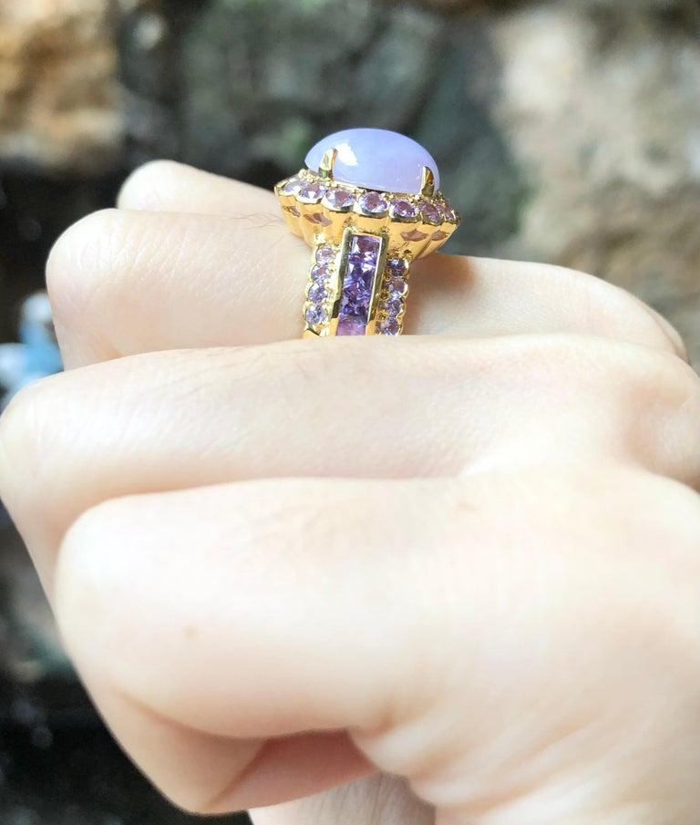 Lavender Jade with Purple Sapphire Ring Set in 18 Karat Gold Settings ...