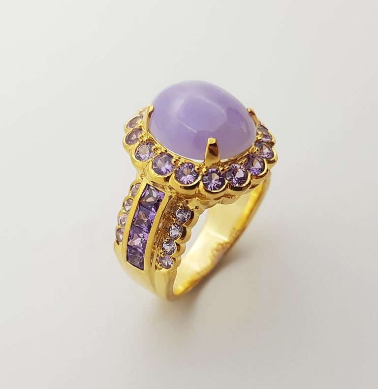 Lavender Jade with Purple Sapphire Ring Set in 18 Karat Gold Settings ...
