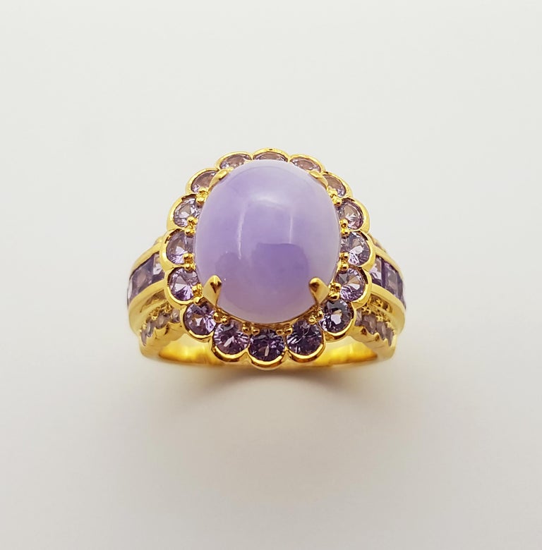 Lavender Jade with Purple Sapphire Ring Set in 18 Karat Gold Settings ...