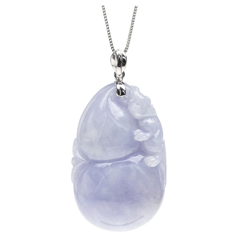 Lavender Jadeite Jade Gourd Pendant, GIA Certified Untreated For Sale ...