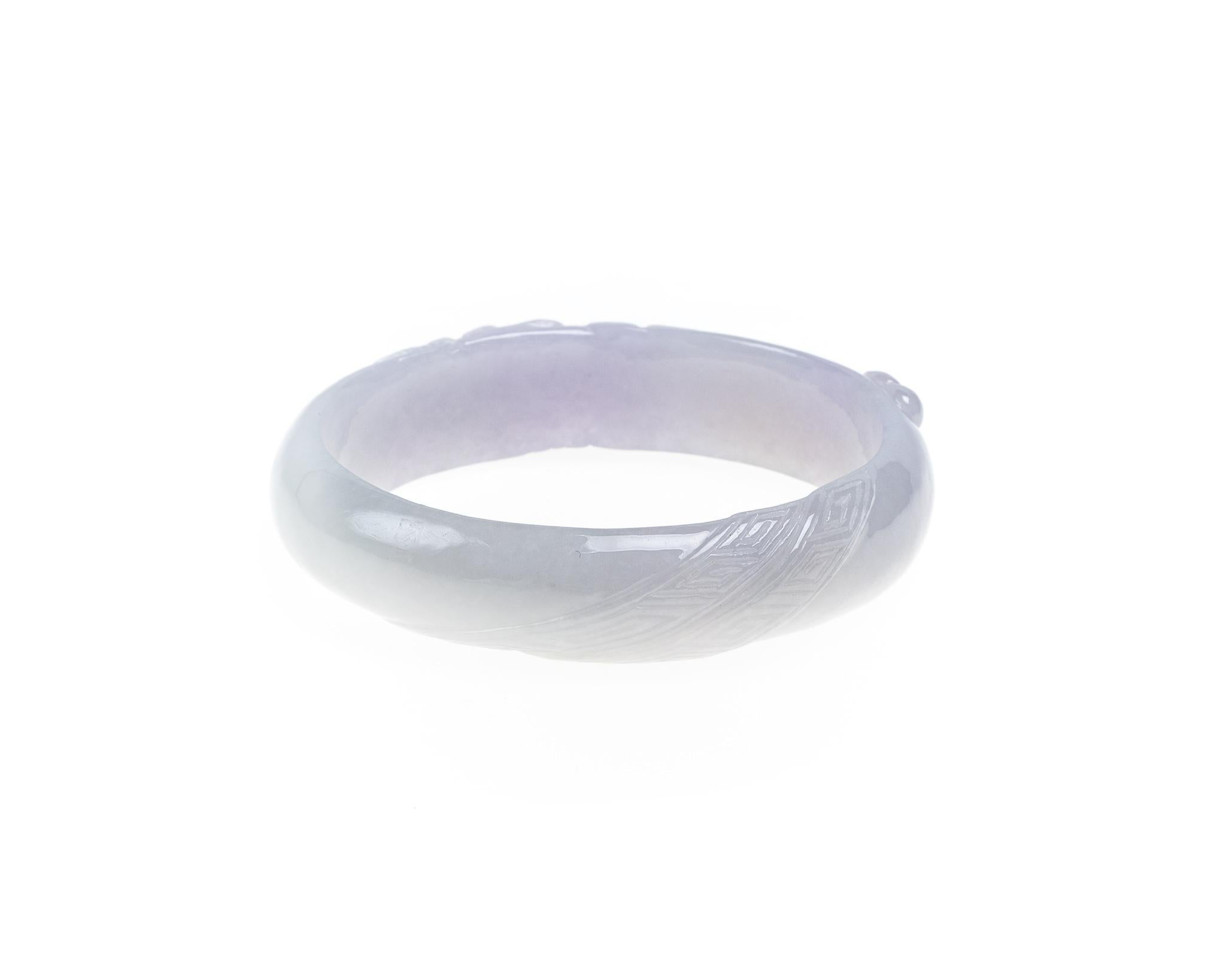 Lavender Jadeite Jade Peach Bangle, Certified Untreated For Sale at ...