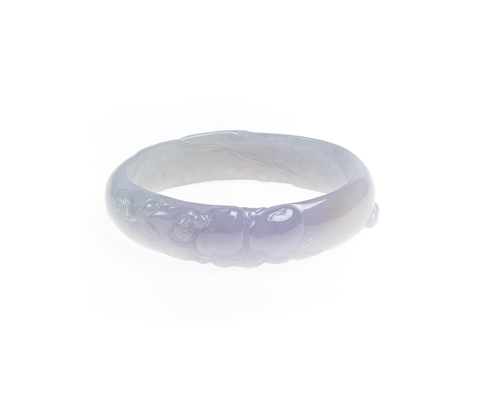 Lavender Jadeite Jade Peach Bangle, Certified Untreated For Sale at ...