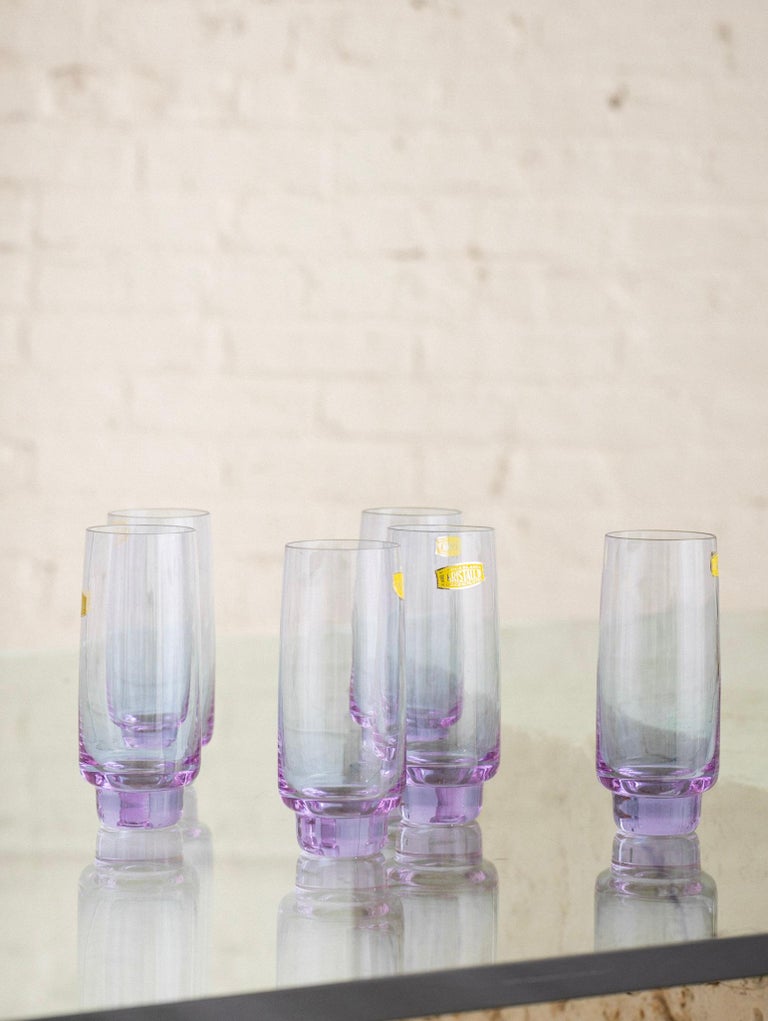 Lavender Kristallglas Mundgeblasen Handgeschliffen Collins Glasses, a ...
