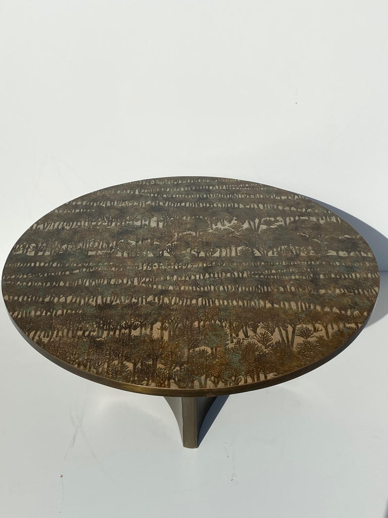 LaVerne "Eternal Forest" Etched Bronze Coffee Table at 1stDibs