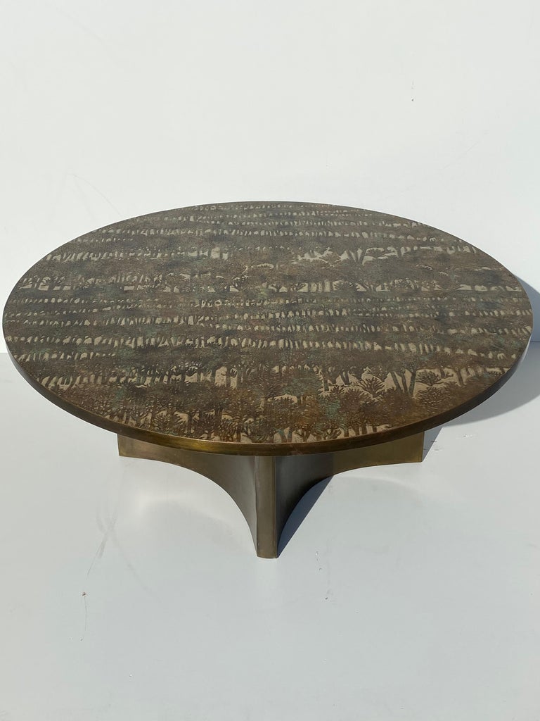 LaVerne "Eternal Forest" Etched Bronze Coffee Table at 1stDibs