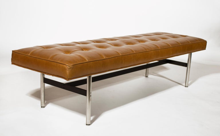 Laverne International Bench in Box-Tufted Camel Leather NYC Series ...