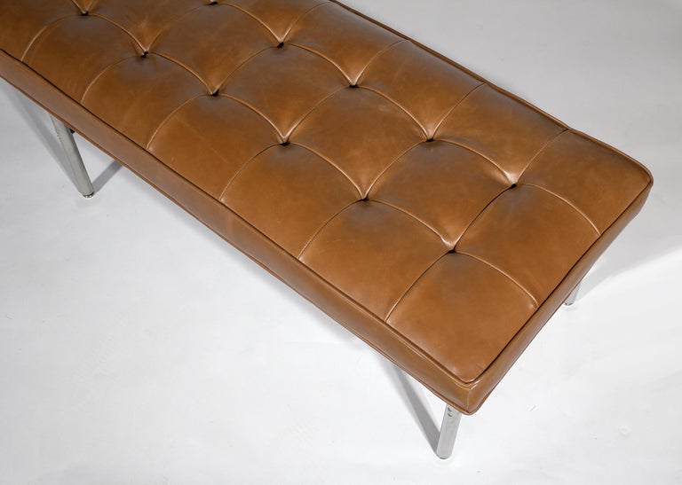 Laverne International Long Bench in Box-Tufted Camel Leather NYC Series ...