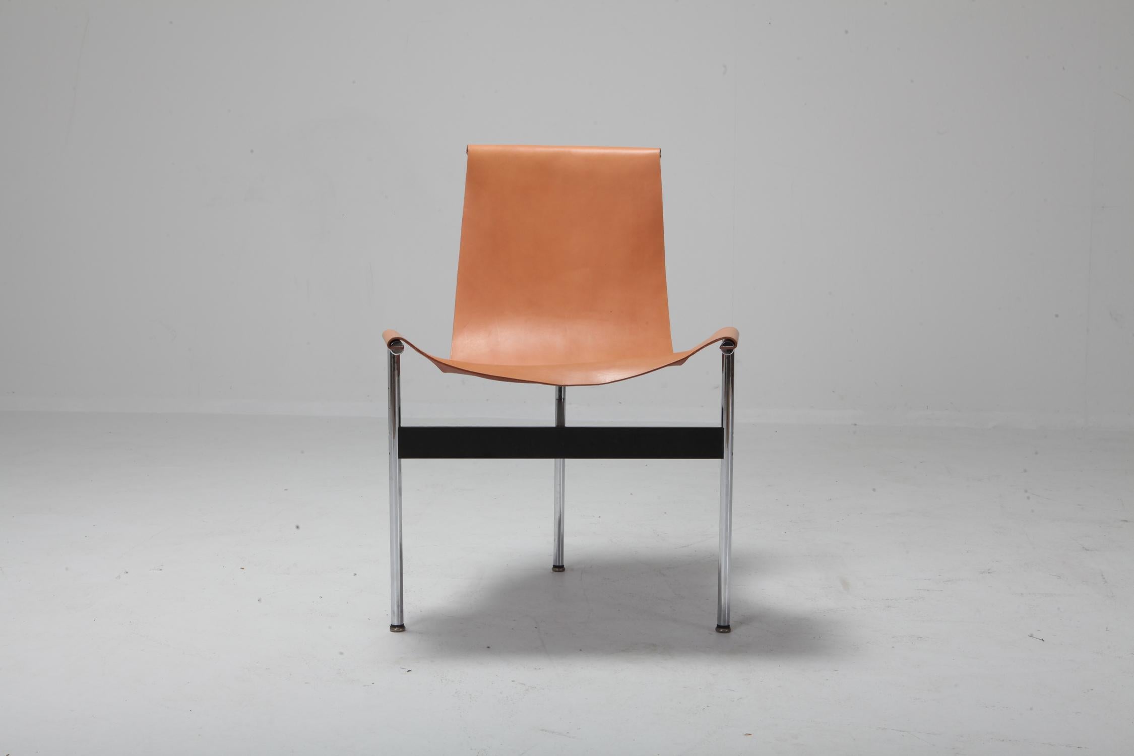 Laverne International T Chair in Natural Cognac Leather by Ross Littel ...