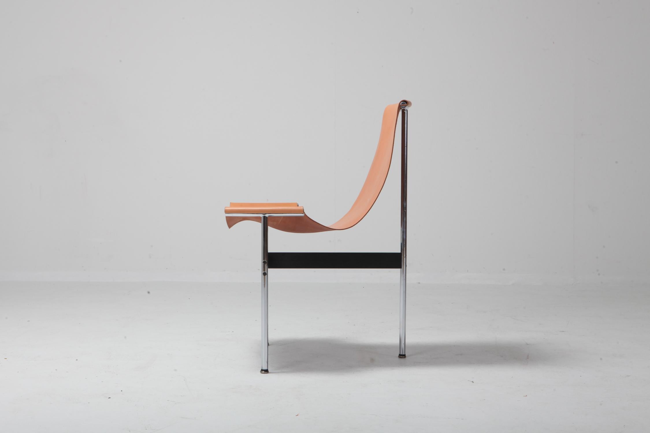 Laverne International T Chair in Natural Cognac Leather by Ross Littel ...