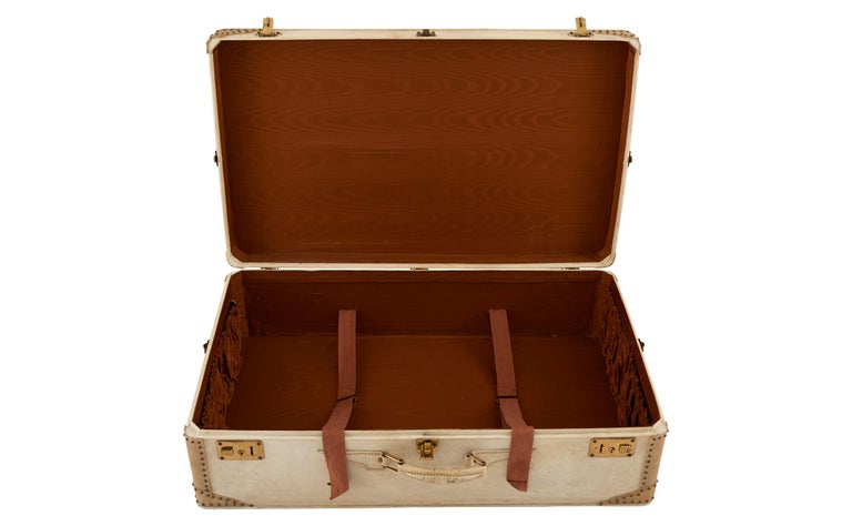 Lavoët Cream Leather Valise Suitcase with Satin Lining at 1stDibs