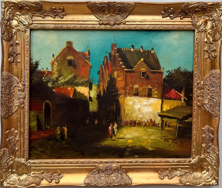 Lawrence - Dutch Vintage Original Oil painting on canvas, old Village ...