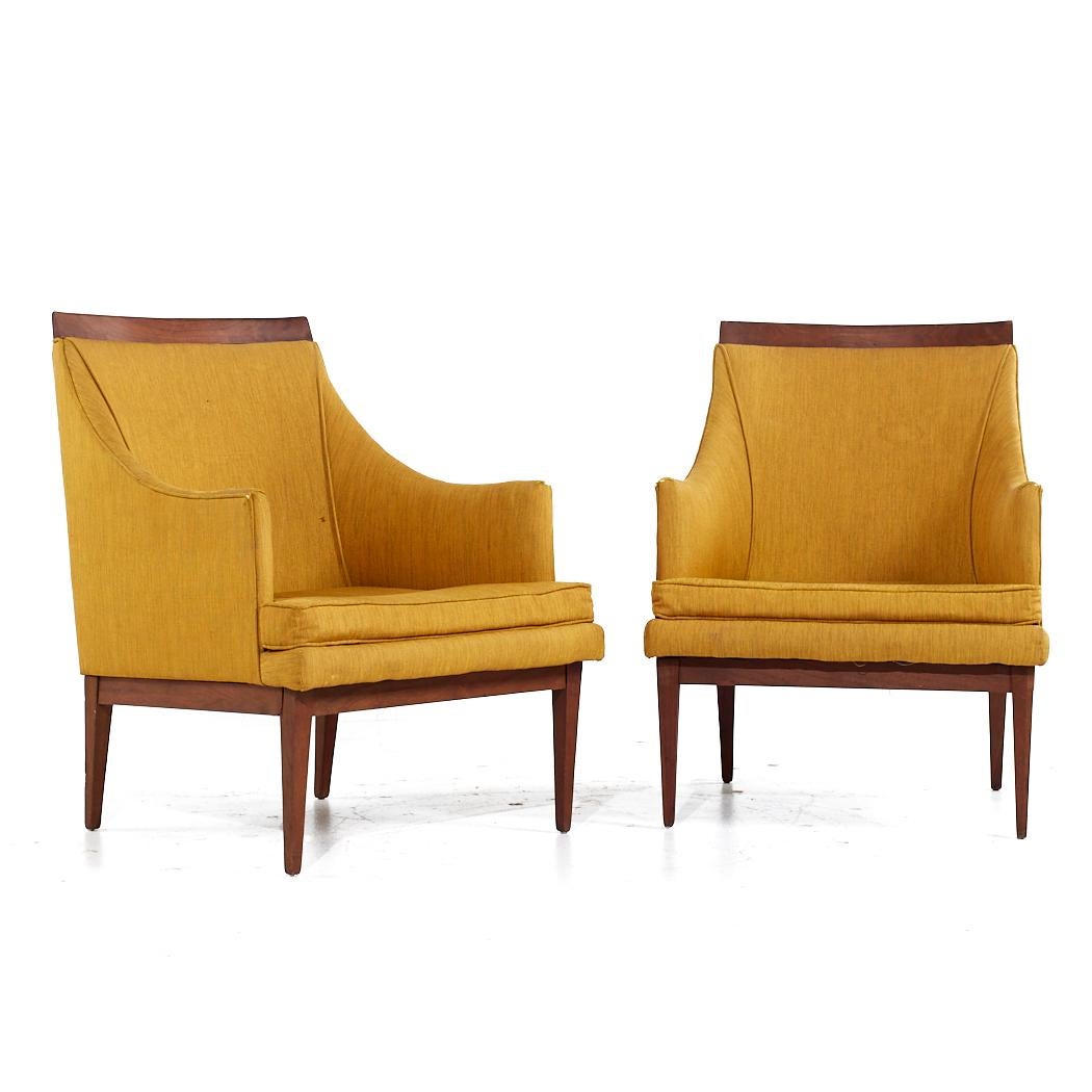 Lawrence Peabody for Nemschoff Mid Century Walnut Lounge Chairs - Pair ...