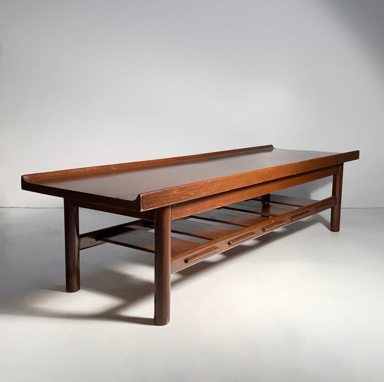 Lawrence Peabody Long Walnut Bench / Coffee Table For Richardson ...