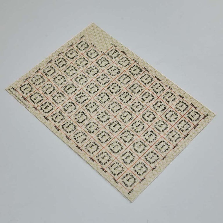 Lawrence Weiner Hand Signed Artwork 'Turf, Stake and String', 1968 For ...