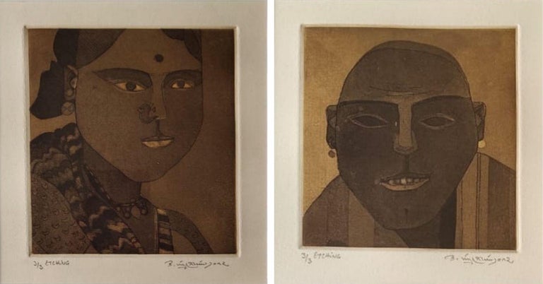Laxma Goud - Untitled, Etching on Paper (Set of 2 works) Modern Indian ...
