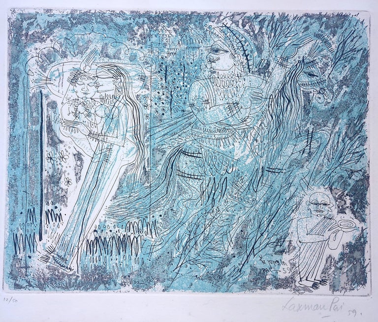 Laxman Pai - Modern Etching Indian Artist Paris Goa Mythology Chagall ...