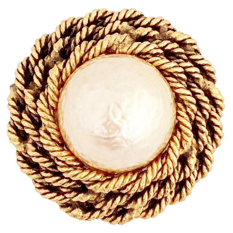Layered Baroque Pearl Brooch With Gold Rope Detail, 1950s For Sale at ...