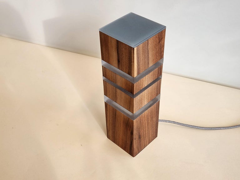 Layered Wood and Resin Table Mood Lamp For Sale at 1stDibs