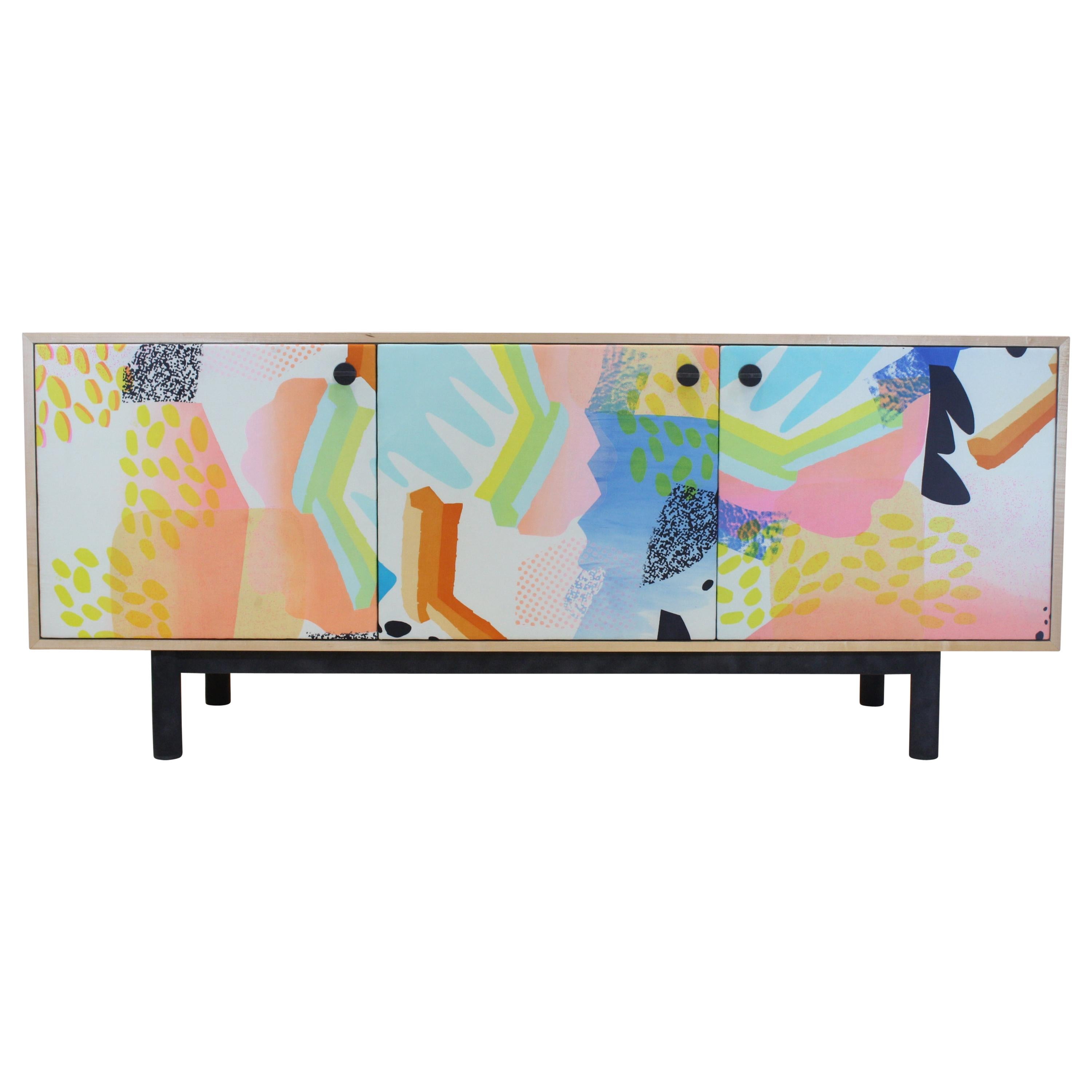 6 Door Birdseye Maple Credenza at 1stDibs