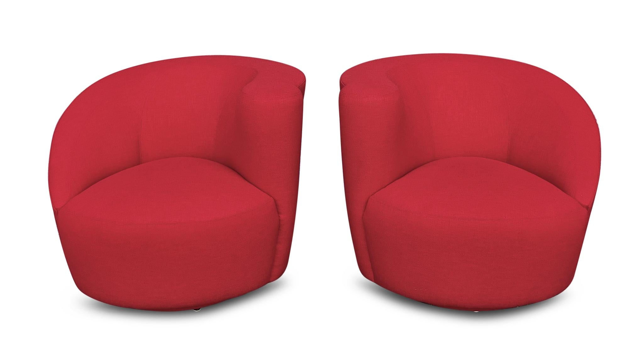 Lazar Pair Scroll Corkscrew Swivel Lounge Chairs and Ottoman Castors ...