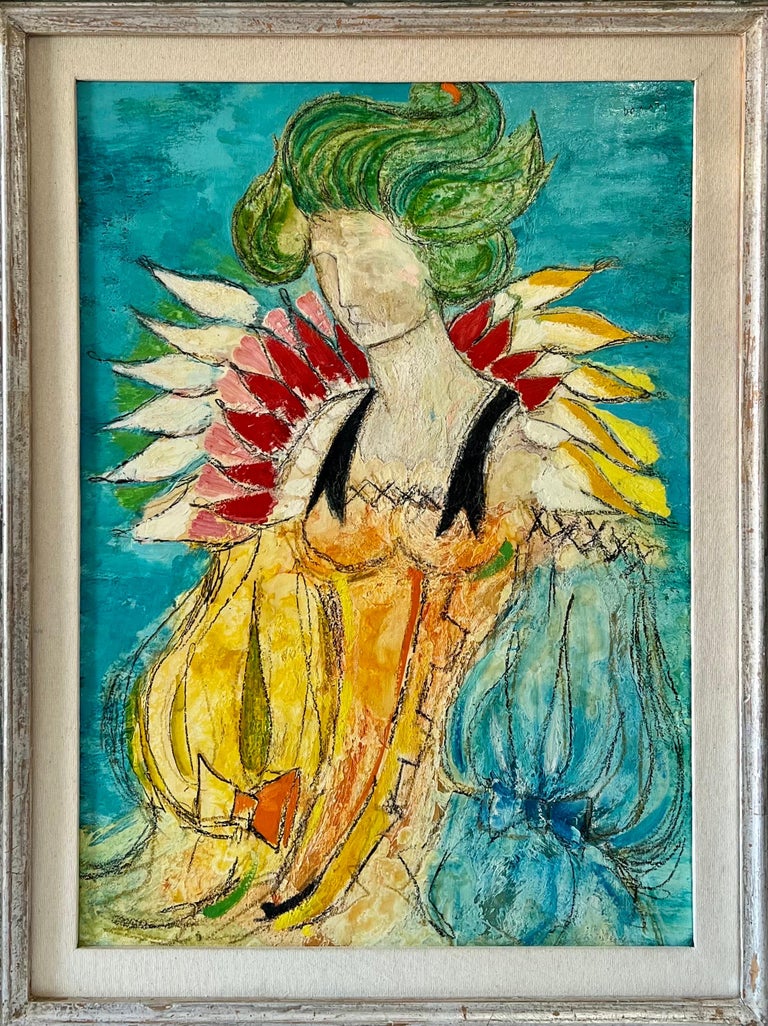 Lazzaro Donati - Italian Modernist Surrealist Woman Color Oil Painting ...