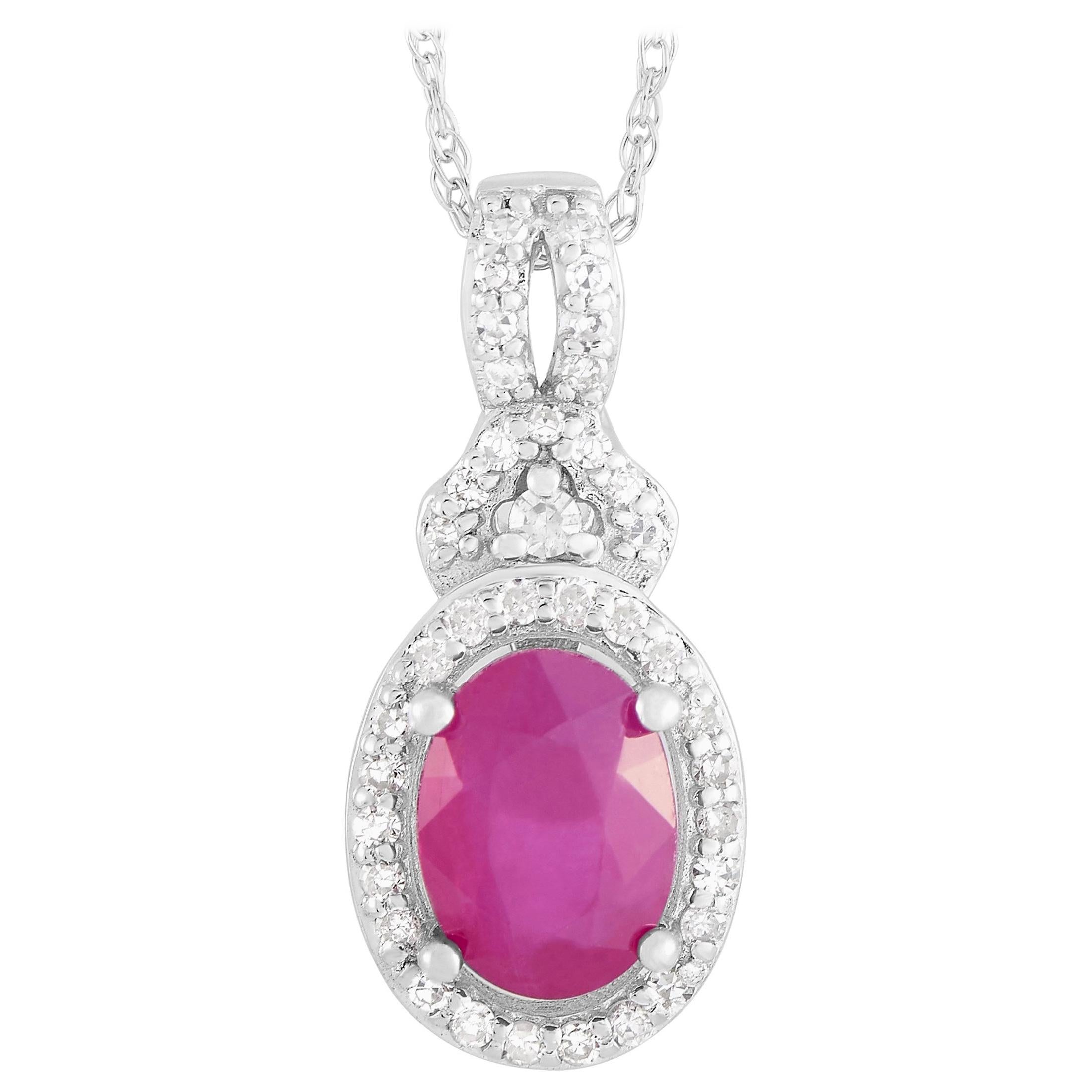 LB Exclusive 14 Karat Gold 0.01 Carat Diamond and Ruby Cross Pendant ...