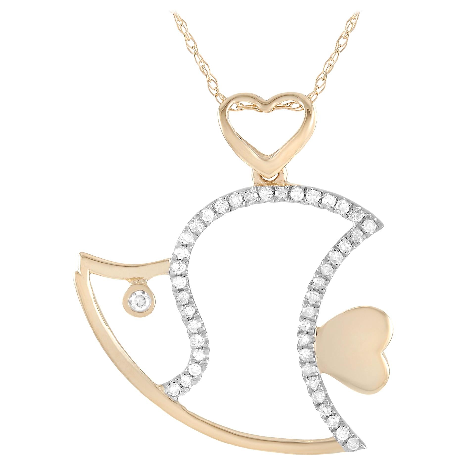 LB Exclusive 14 Karat Rose Gold 0.15 Carat Diamond Fish Pendant ...