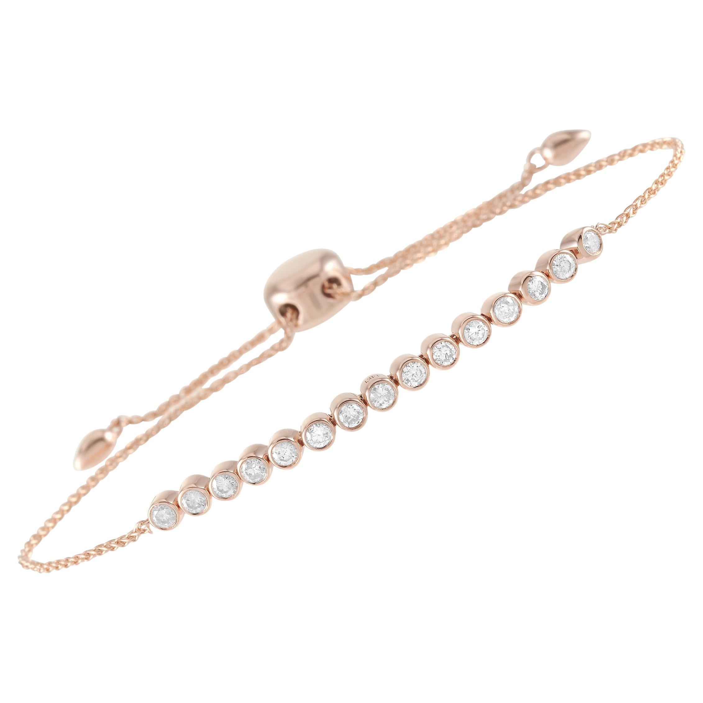 LB Exclusive 14k Rose Gold 0.20ct Diamond Bracelet For Sale at 1stDibs