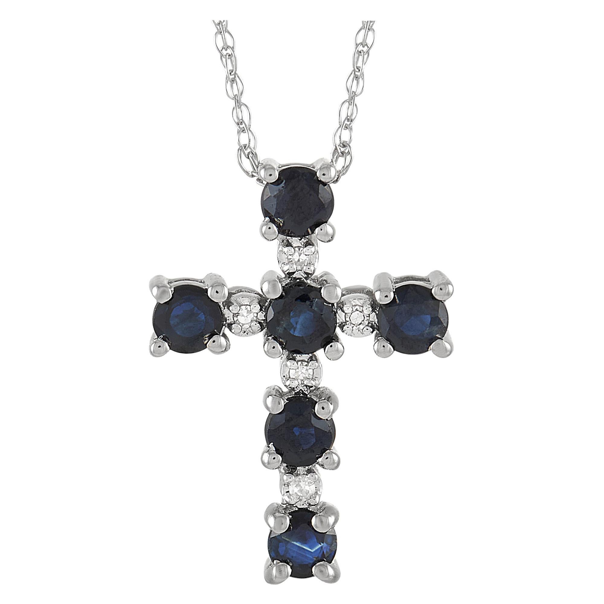 Judith Ripka Sapphire Diamond Gold Necklace at 1stDibs