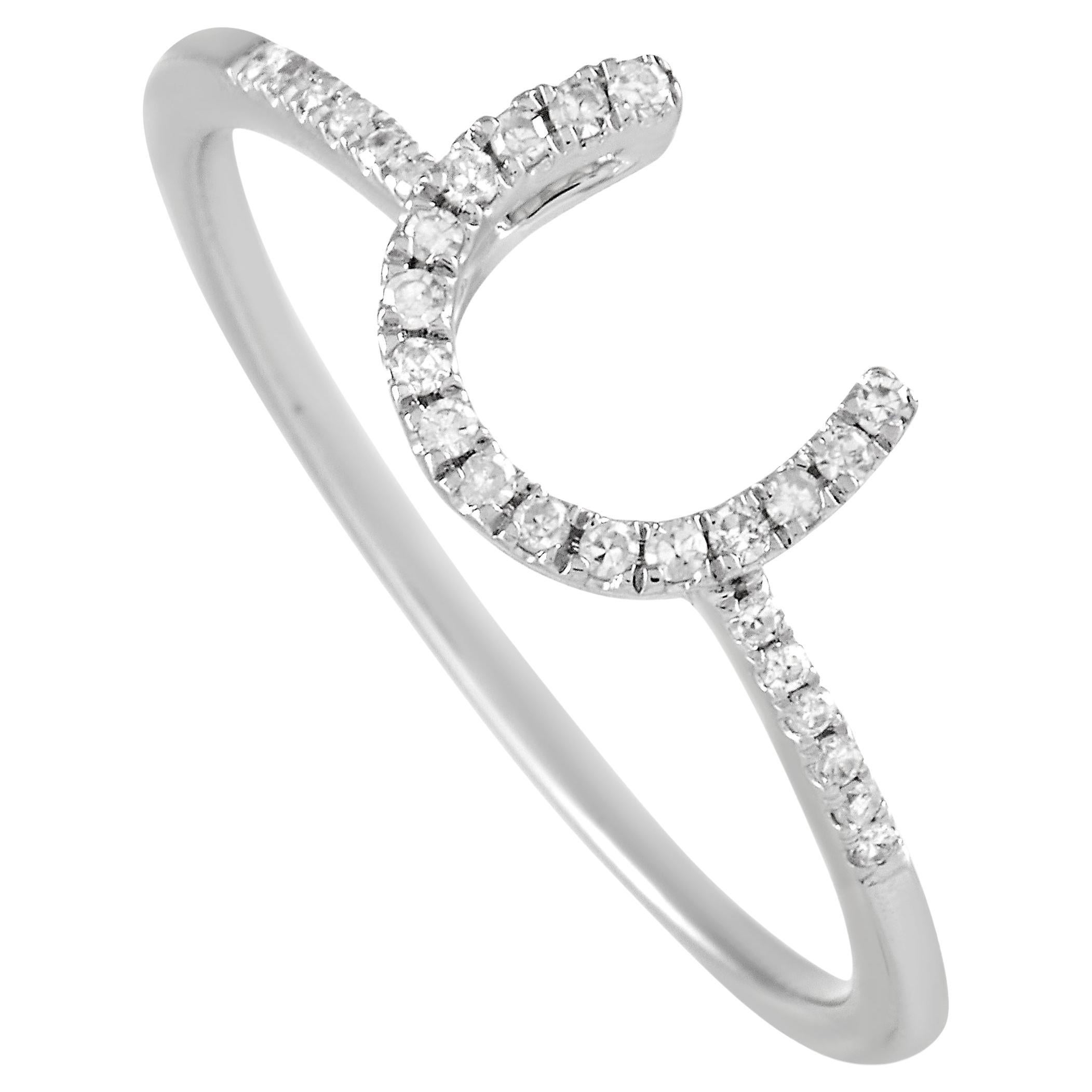 LB Exclusive 14 Karat White Gold 0.10 Carat Diamond and Blue Topaz Ring ...