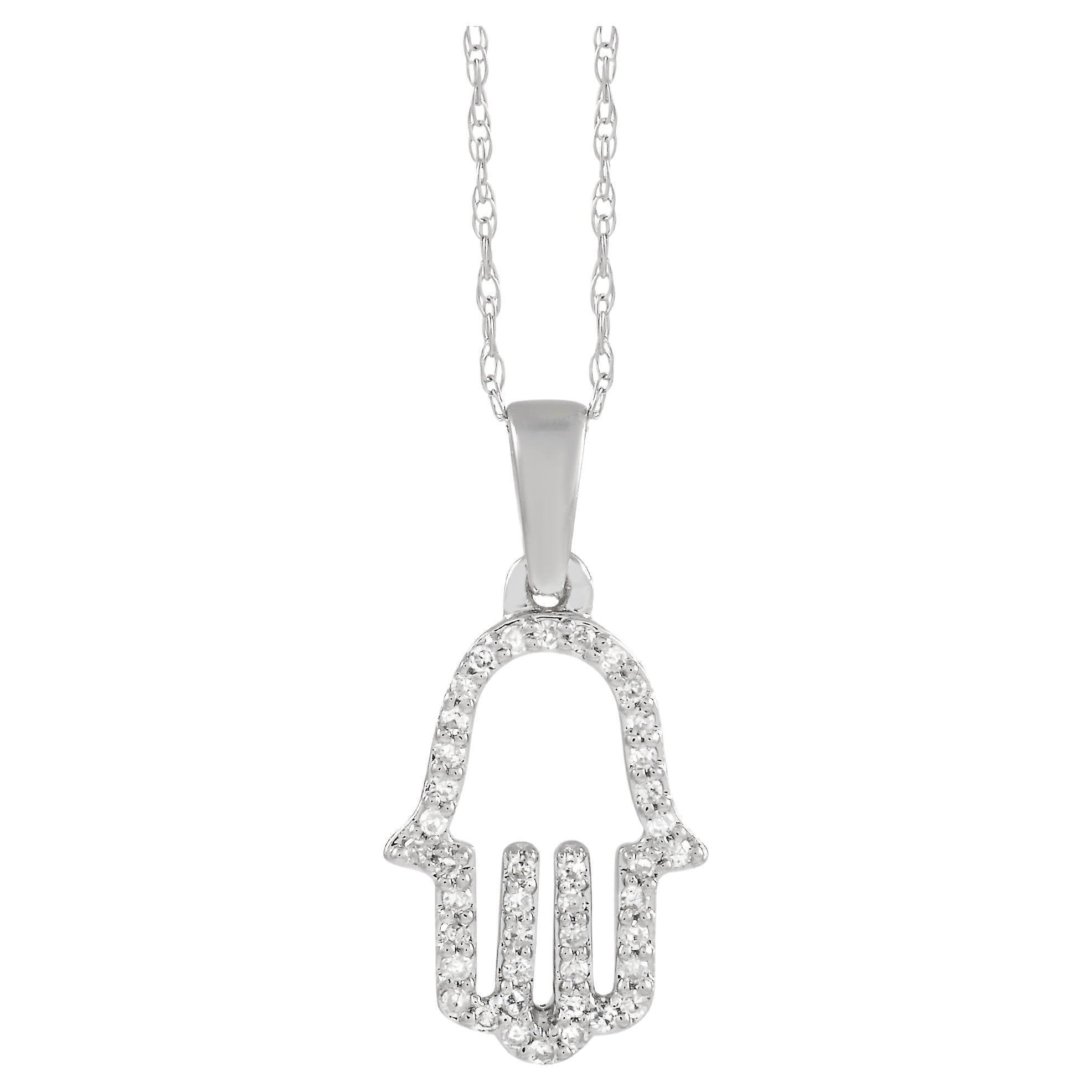 Hamsa Diamond White Gold Pendant Necklace For Sale at 1stDibs | white ...