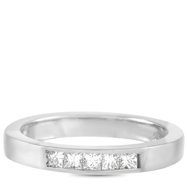 LB Exclusive 14K White Gold 0.25 Ct Diamond Band Ring at 1stDibs
