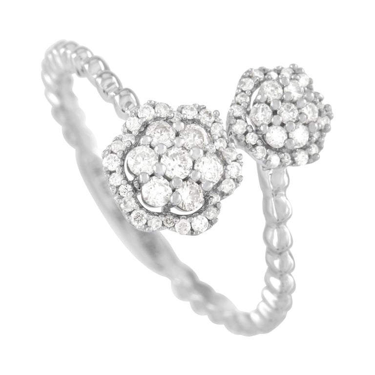 LB Exclusive 14k White Gold 0.30 Ct Diamond Flower Wrap Around Ring at ...