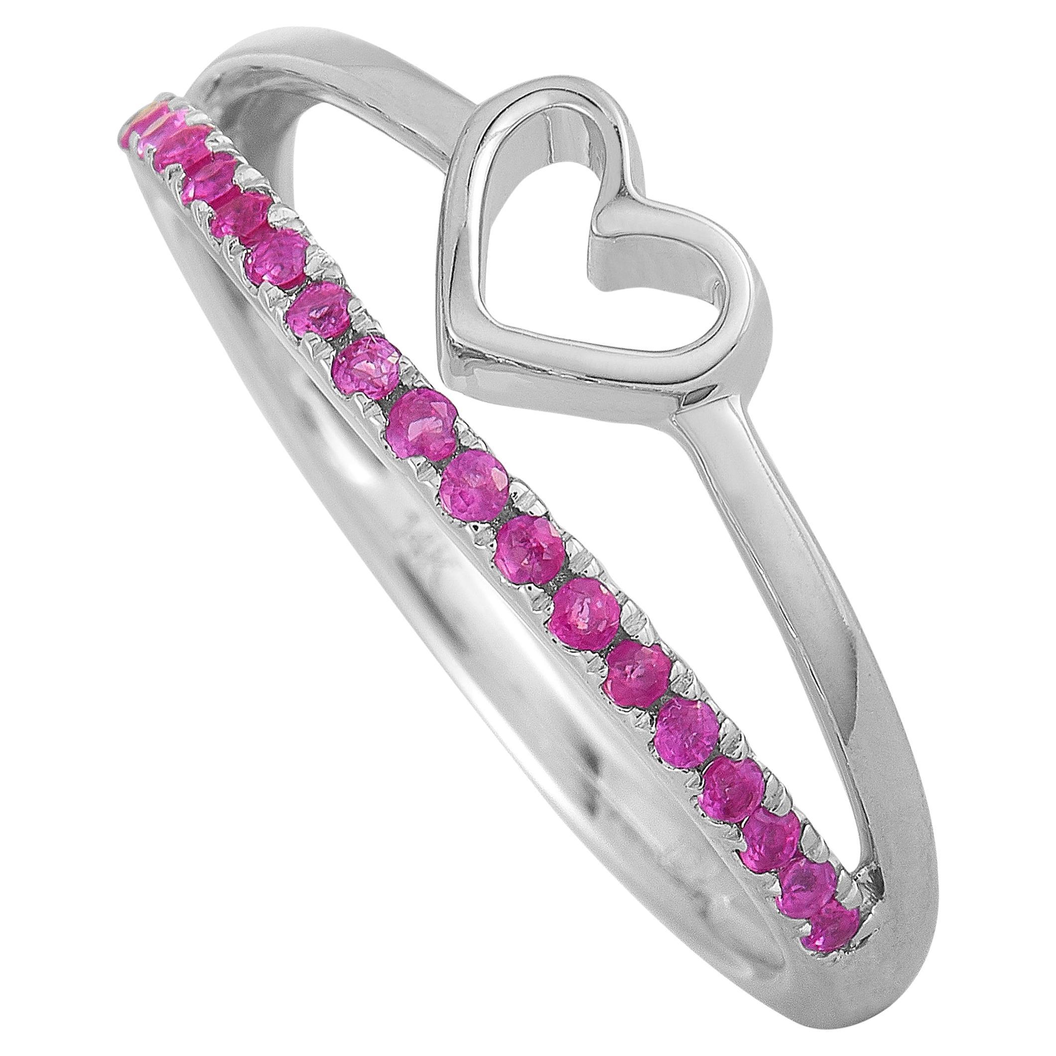 LB Exclusive 14K Yellow Gold Ruby Heart Ring For Sale at 1stDibs