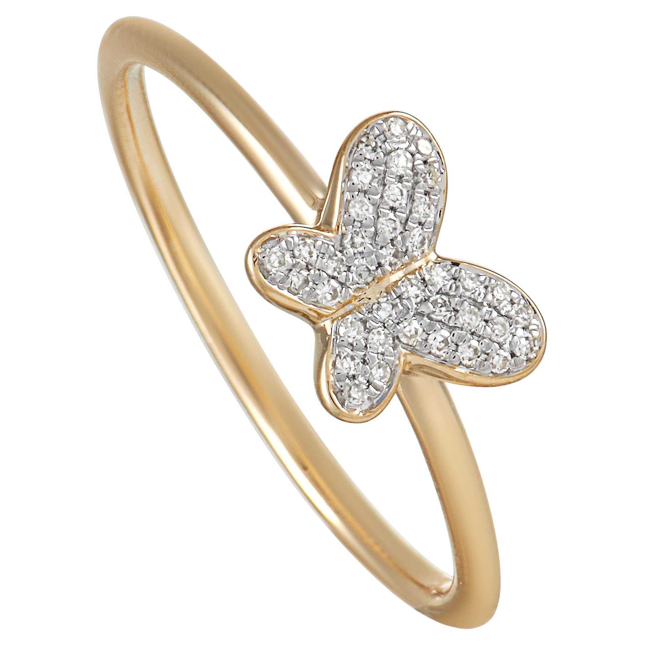 LB Exclusive 14K White Gold 0.08 ct Diamond Butterfly Ring For Sale at ...