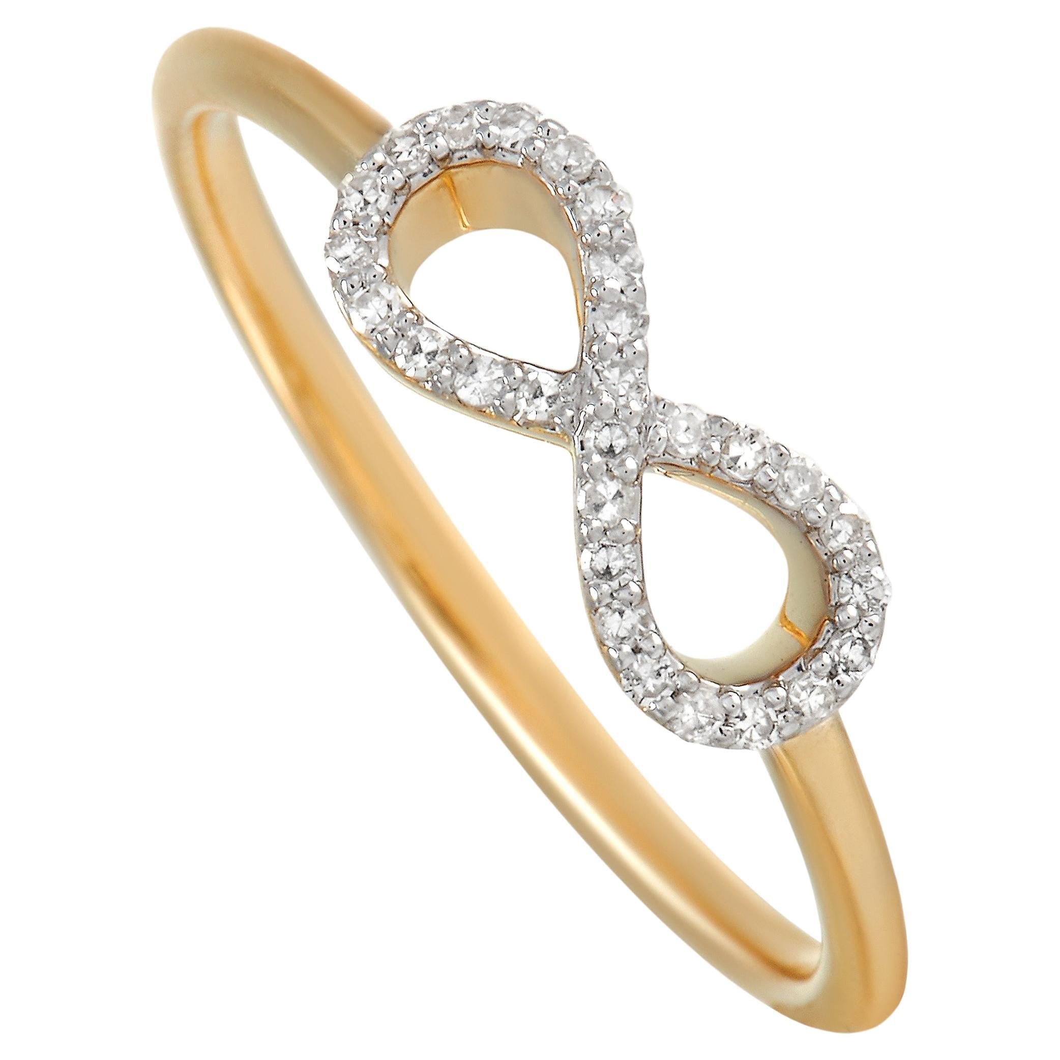 LB Exclusive 14K Yellow Gold 0.10 ct Diamond Infinity Ring at 1stDibs