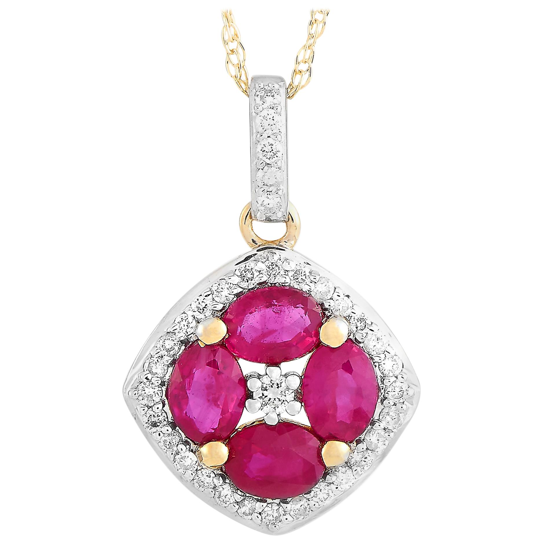 Ruby Flower Pendant - 36 For Sale on 1stDibs