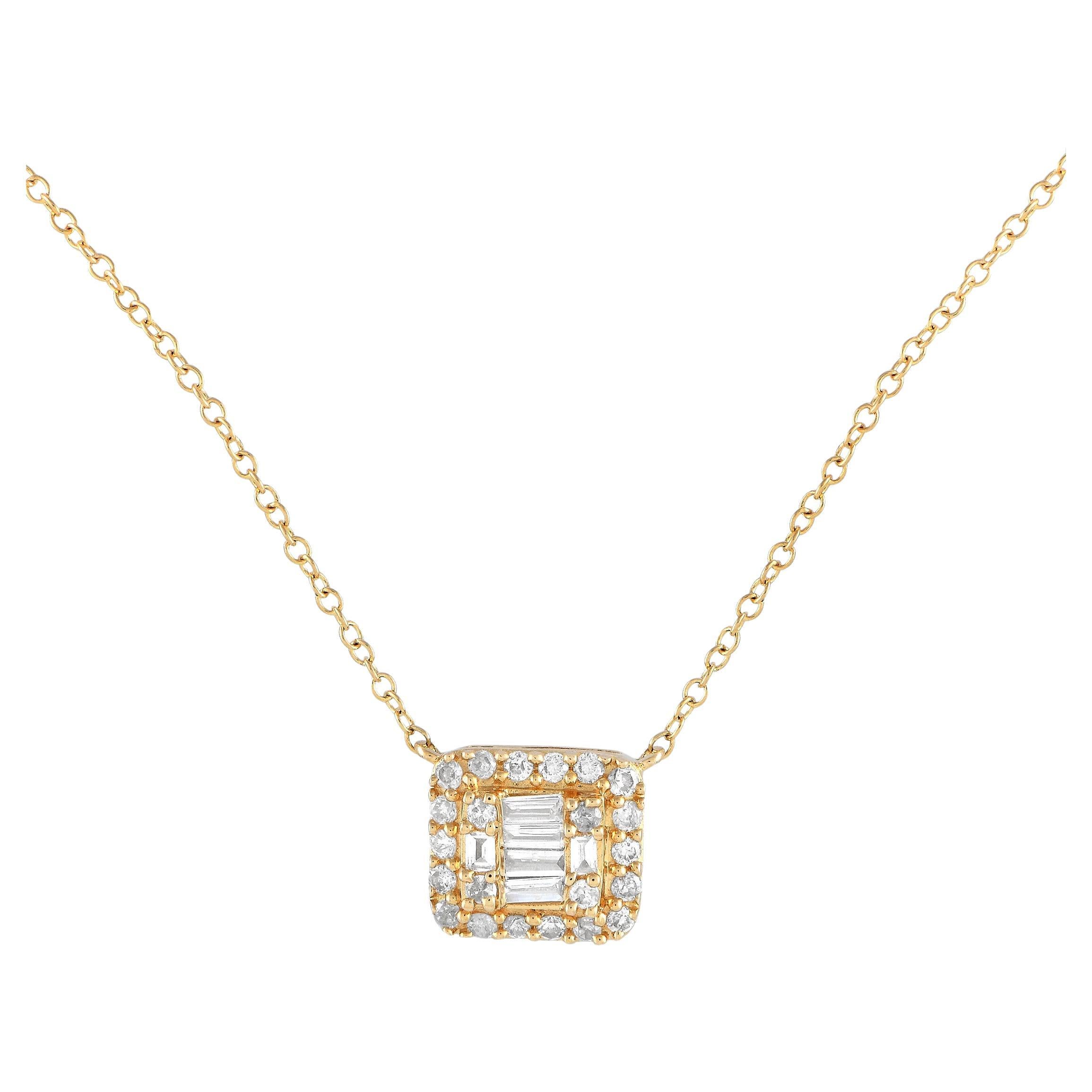 LB Exclusive 14K Yellow Gold 0.20ct Diamond Red Disk Necklace P15060 ...
