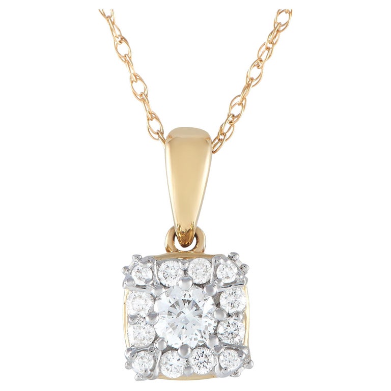 LB Exclusive 14k Yellow Gold 0.25 Carat Diamond Pendant Necklace For ...