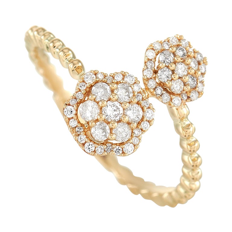 LB Exclusive 14K Yellow Gold 0.30 Ct Diamond Flower Wrap Around Ring at ...