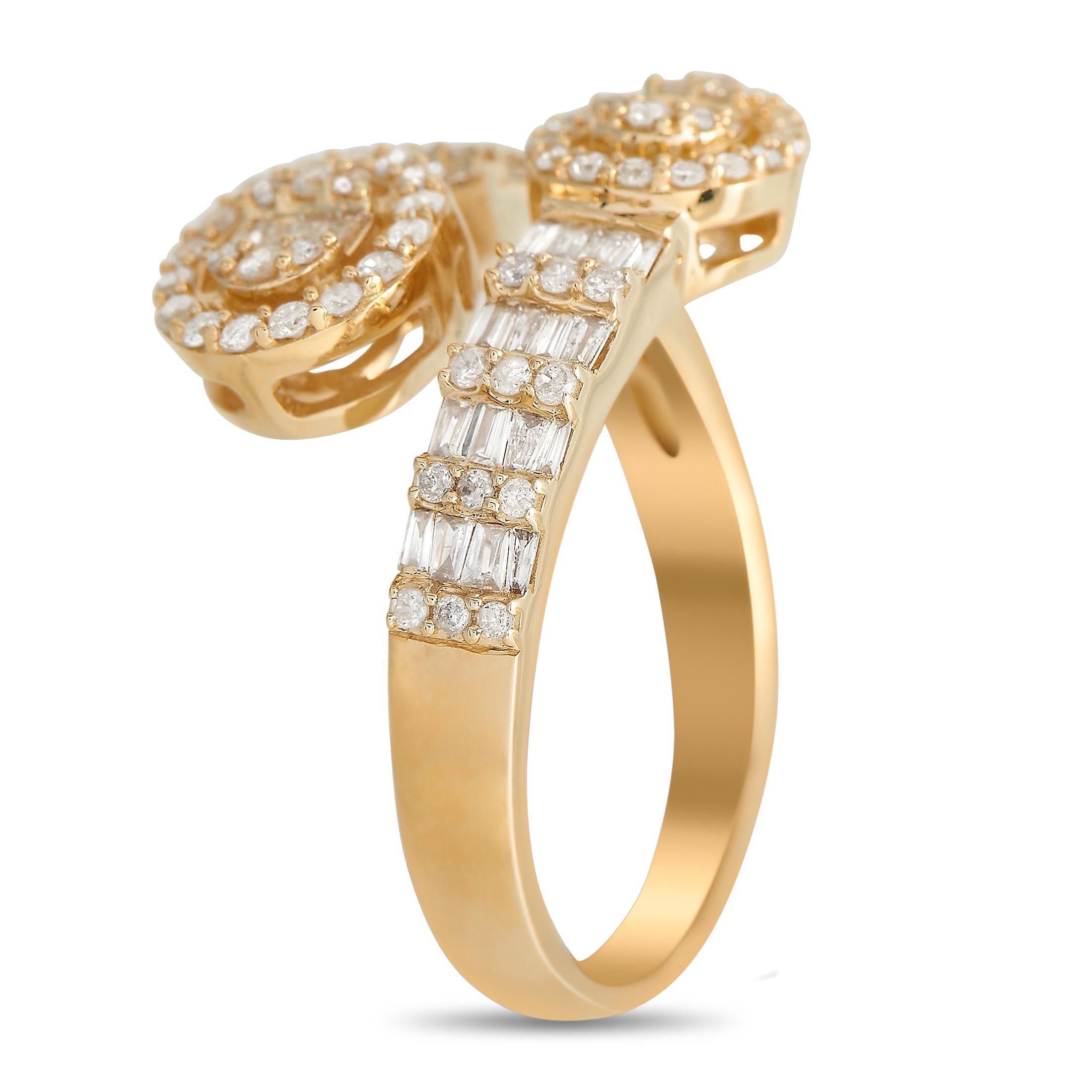 LB Exclusive 14Karat Yellow Gold 0.65Carat Diamond Bypass Ring For Sale ...