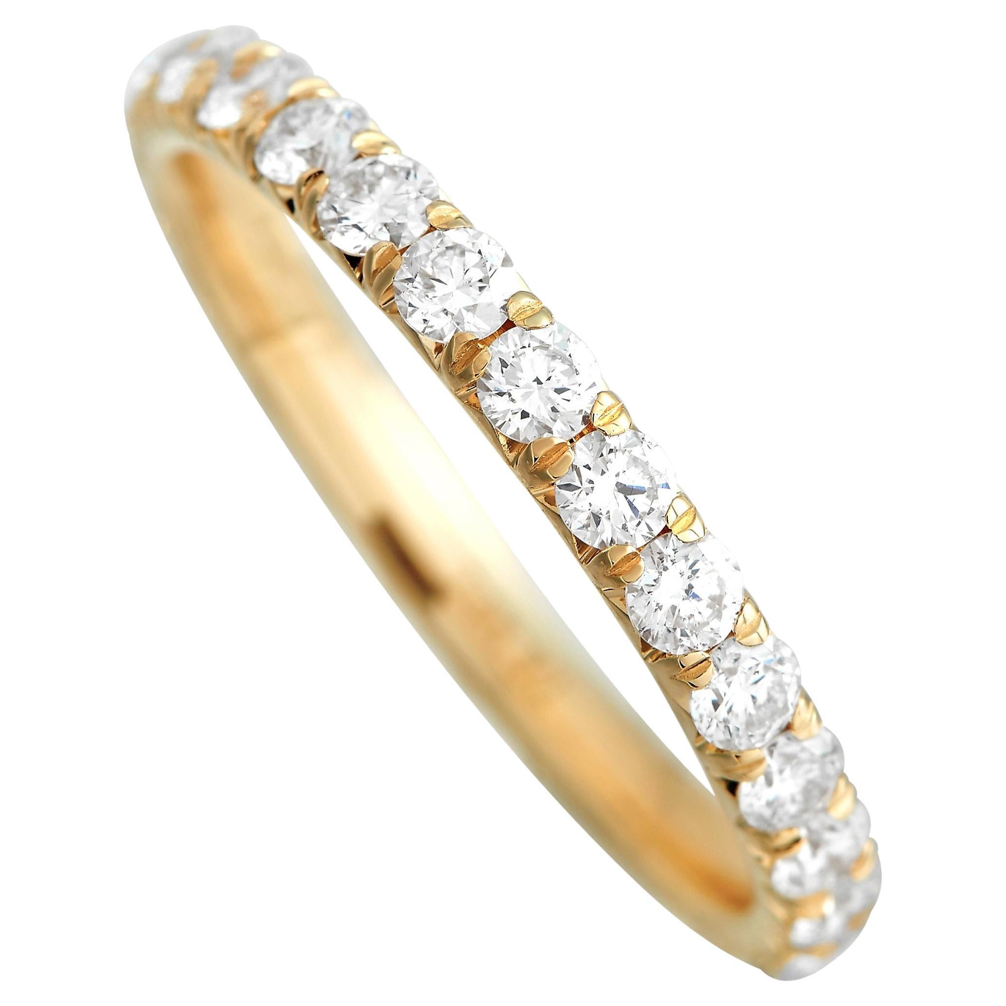 LB Exclusive 18K Yellow Gold 1.30 Ct Diamond Eternity Band Ring For ...