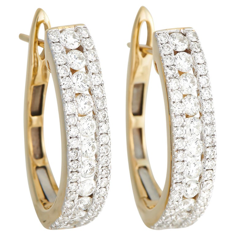 LB Exclusive 14k Yellow Gold 2.0 Carat Diamond Channel-Set Hoop ...