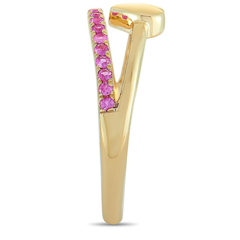 LB Exclusive 14K Yellow Gold Ruby Heart Ring For Sale at 1stDibs