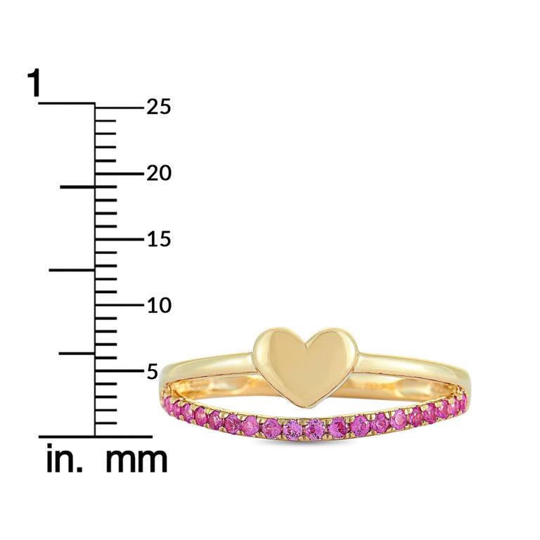 LB Exclusive 14K Yellow Gold Ruby Heart Ring For Sale at 1stDibs
