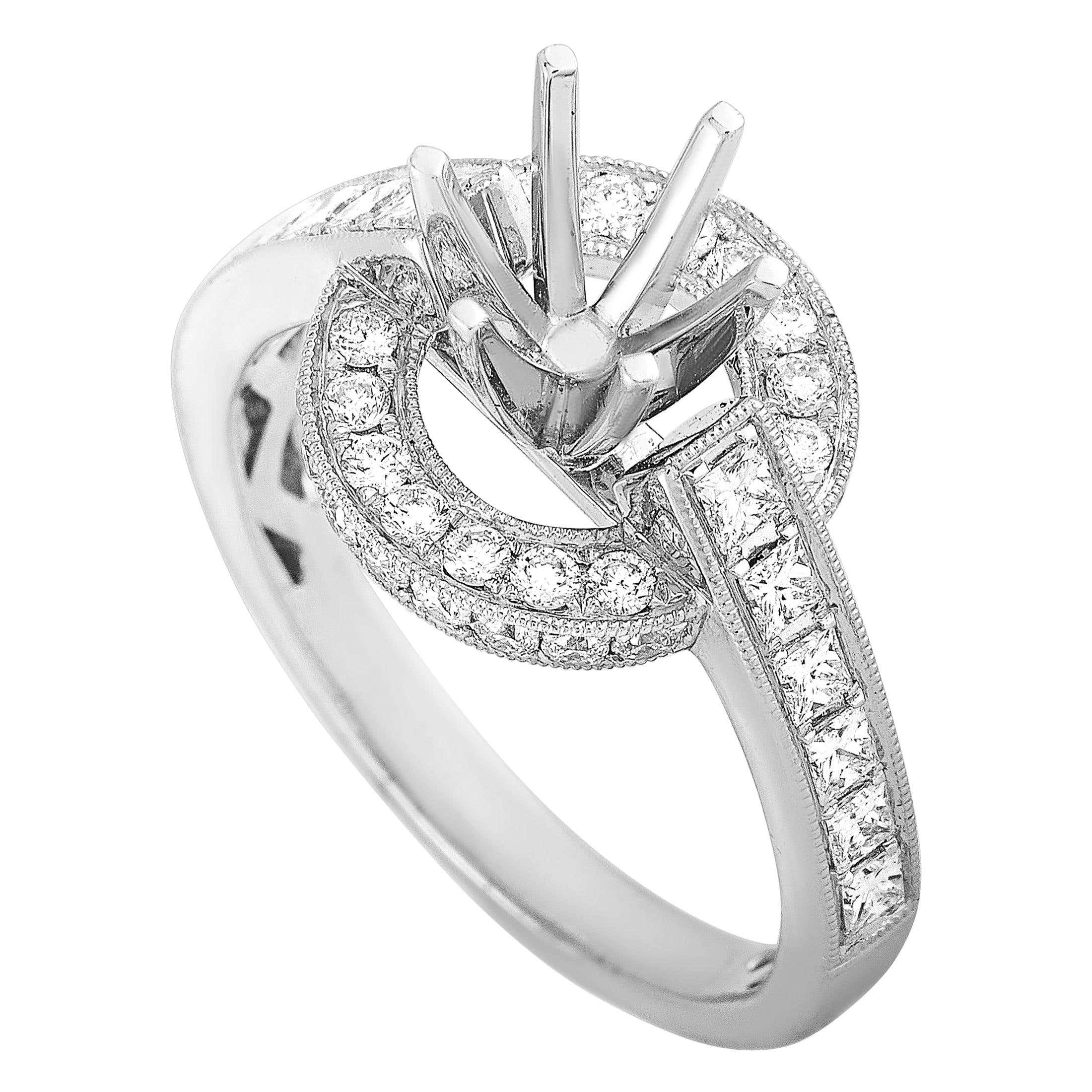 LB Exclusive 18 Karat White Gold 0 85 Carat Diamond Pave Mounting Ring LB Exclusive 18 Karat White Gold 0 85 Carat Diamond Pave Mounting Ring