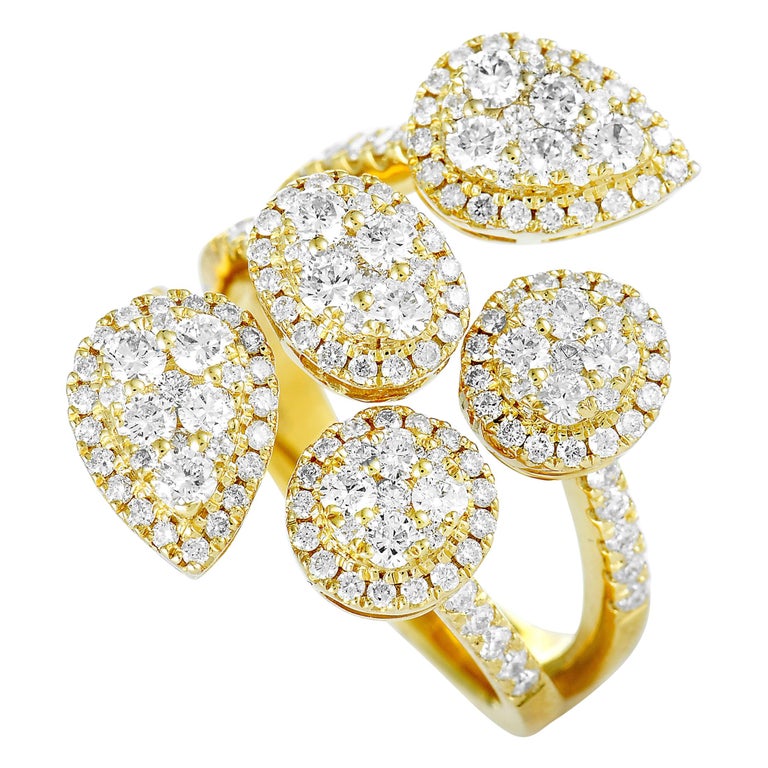 LB Exclusive 18 Karat Yellow Gold Diamond Pave Openwork Band Ring For ...